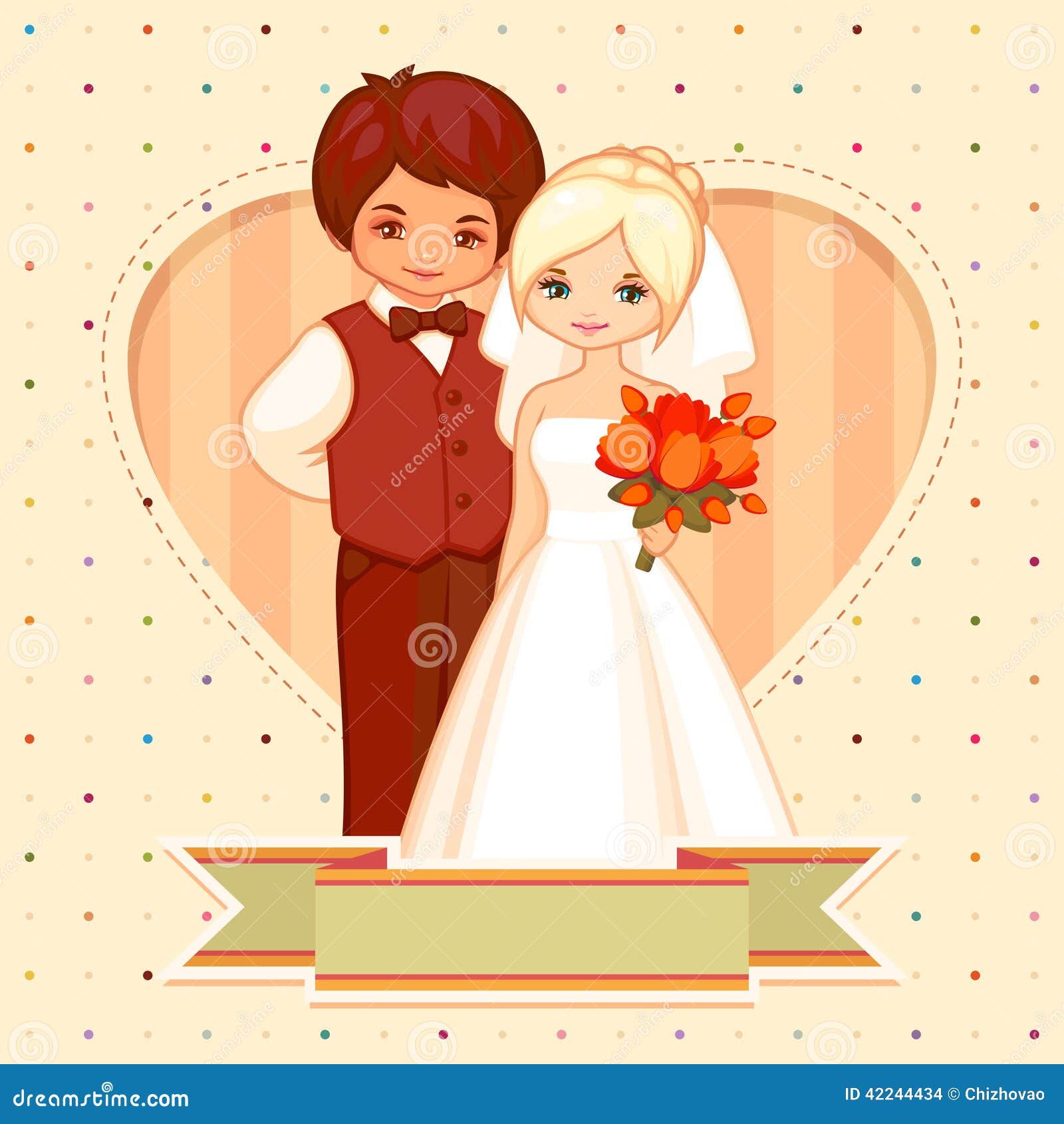 Beeldverhaalillustratie Van De Bruidegom En De Bruid Vector Illustratie ...