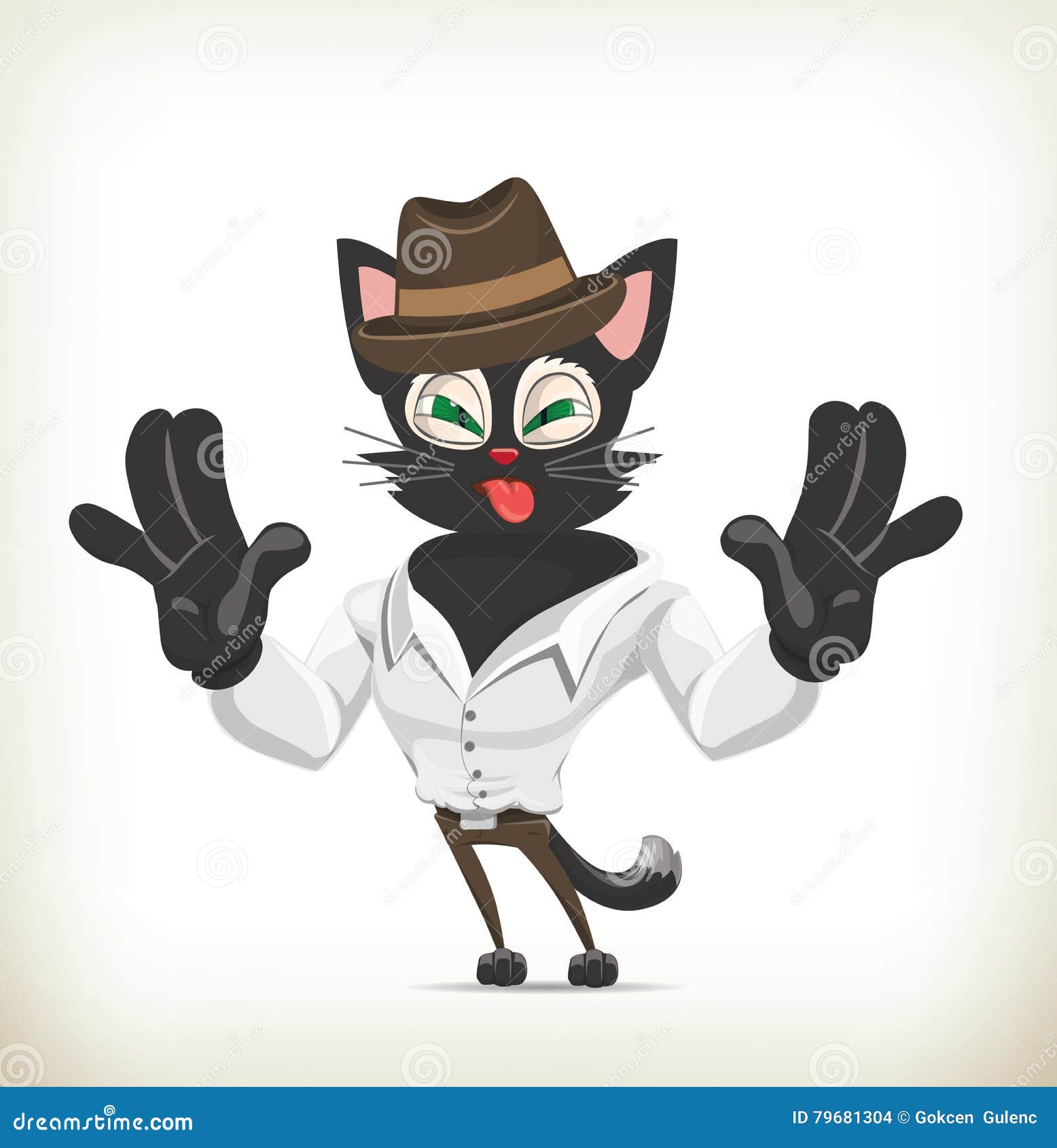 Beeldverhaalkarakter Cat Pulling Een Gezicht Vector Illustratie ...