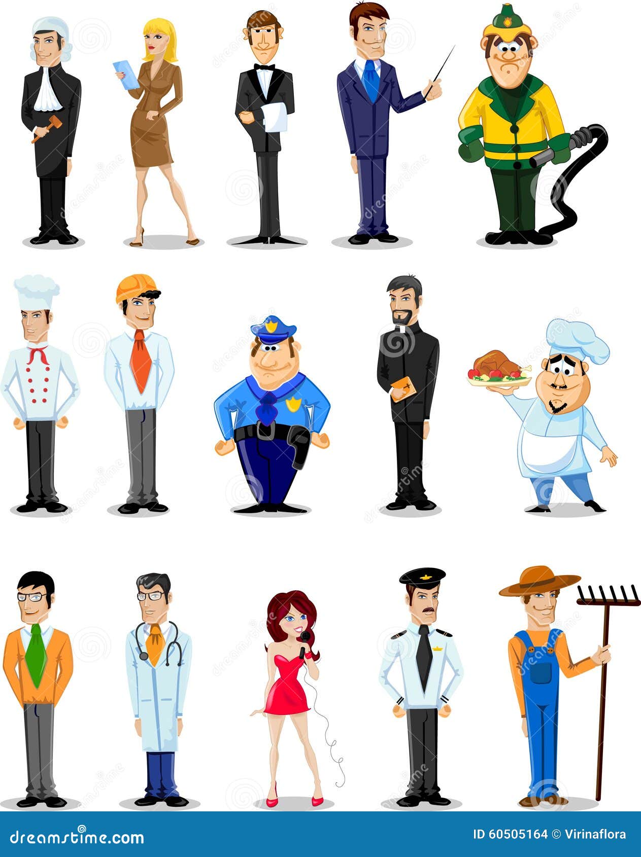 Beeldverhaalkarakters Van Verschillende Beroepen Vector Illustratie ...