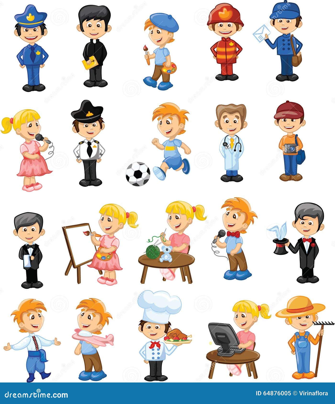 Beeldverhaalkarakters Van Verschillende Beroepen Vector Illustratie ...