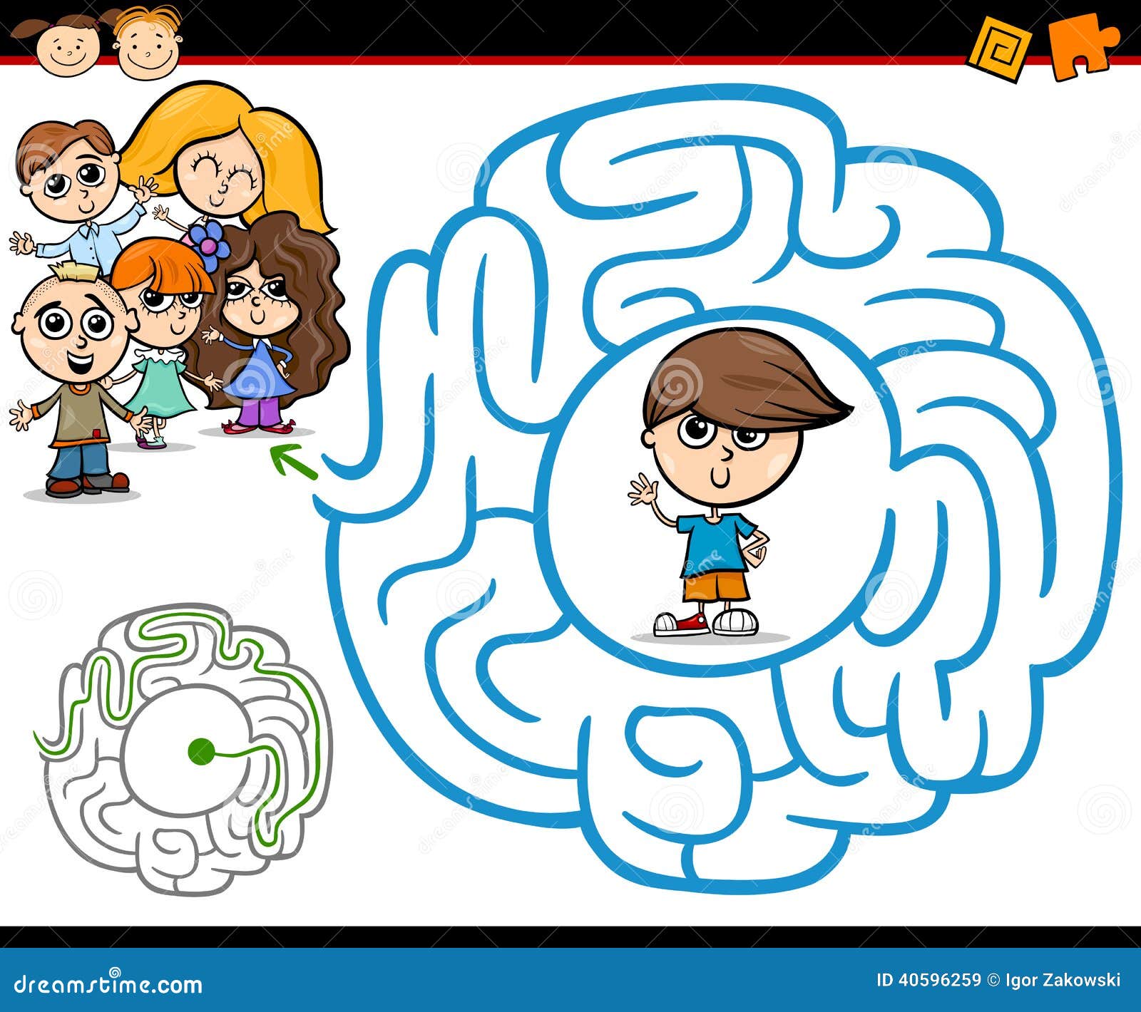 Beeldverhaallabyrint of Labyrintspel Vector Illustratie - Illustration ...