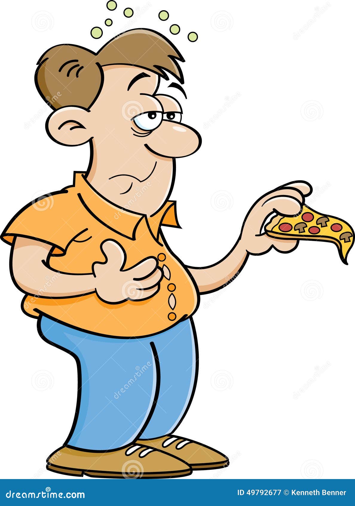 Te Veel Gegeten Cartoon Te Veel Eten, Voeding, Honger Concept. Grappig