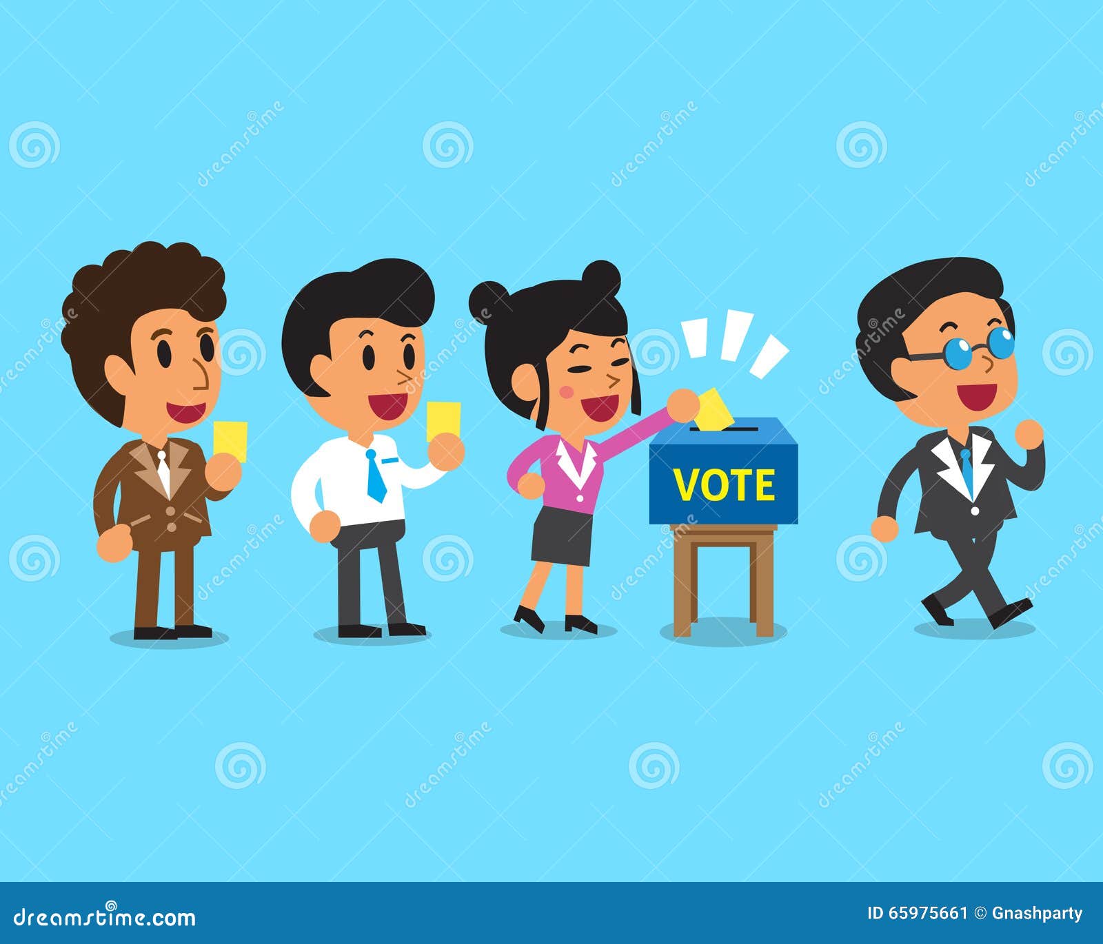 Beeldverhaalmensen Die Stemmingsdocument in De Stembus Zetten Vector ...
