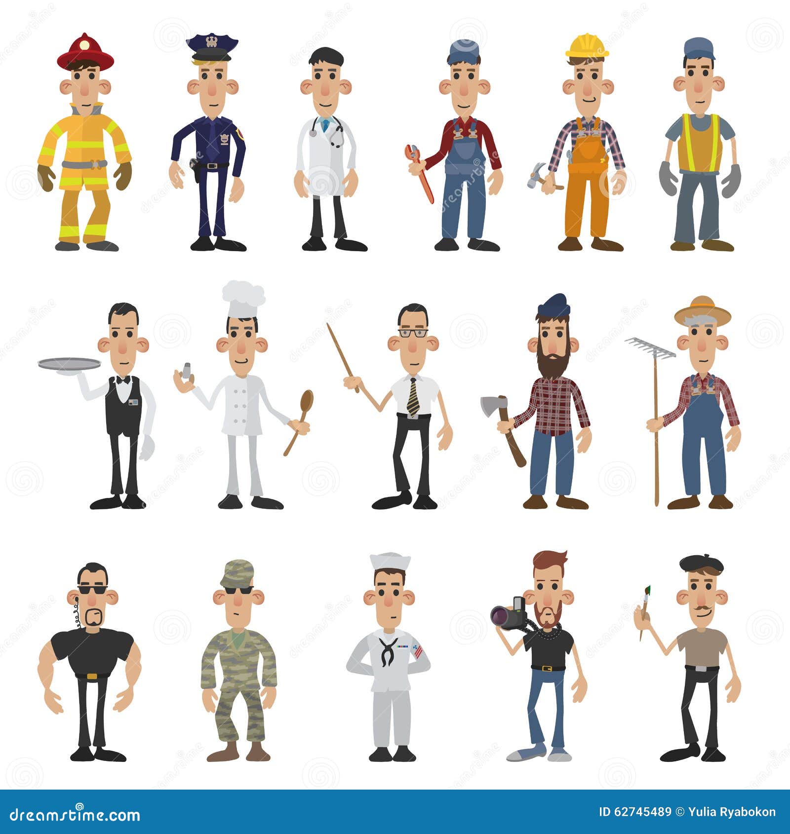 Beeldverhaalmensen Van 16 Verschillende Beroepen Vector Illustratie ...
