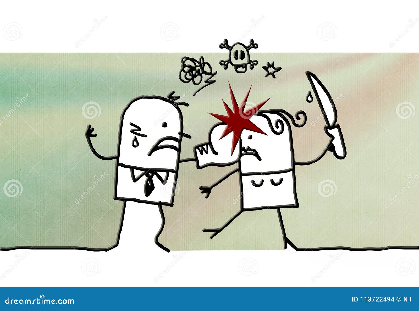 Beeldverhaalpaar En Huiselijk Geweld Stock Illustratie - Illustration ...