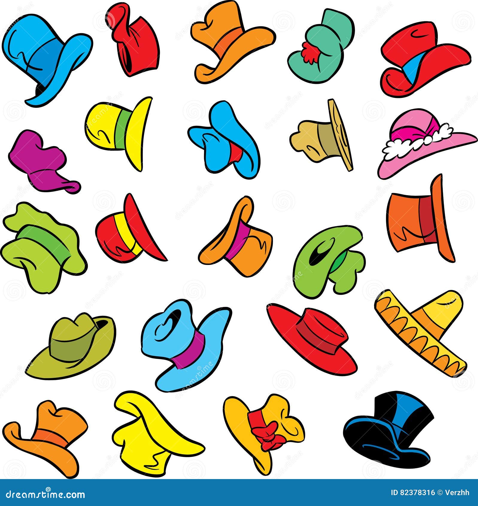 Beeldverhaalpatroon Met Hoeden Vector Illustratie - Illustration of ...