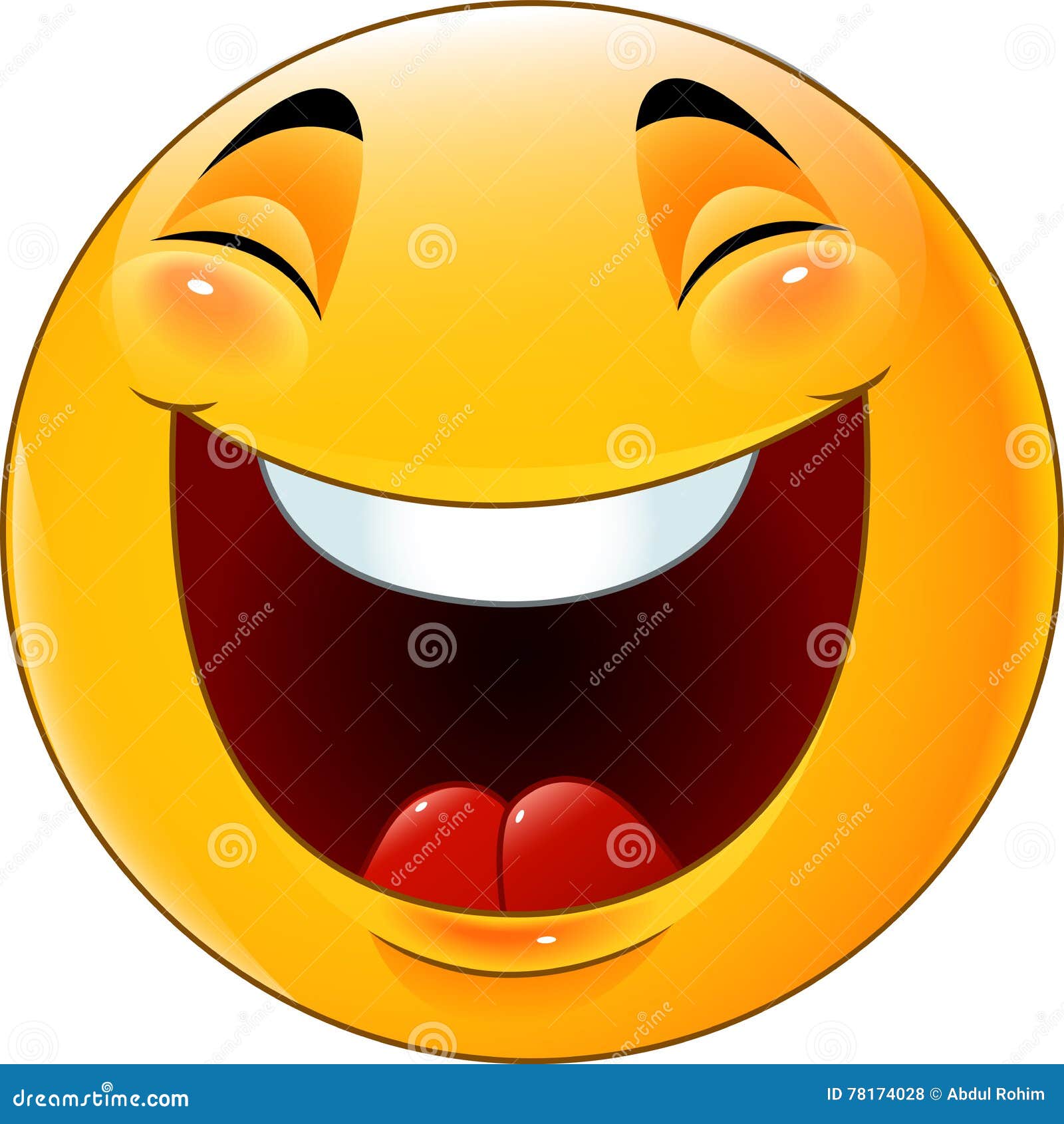 Beeldverhaalsmiley Die Emoticon Lachen Vector Illustratie ...