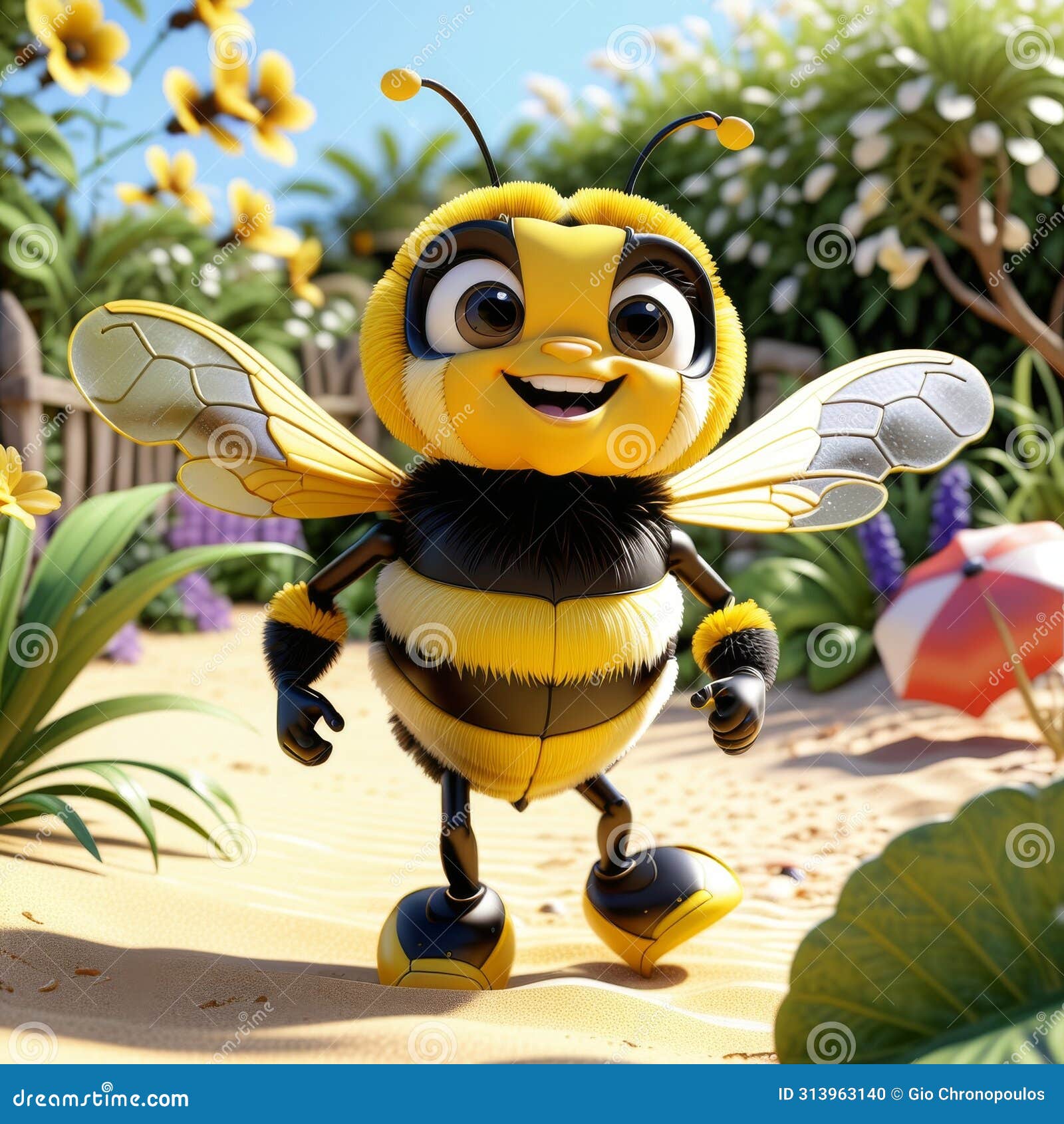 Beeple 01 - Pixar Style Bee Character Stock Illustration - Illustration ...