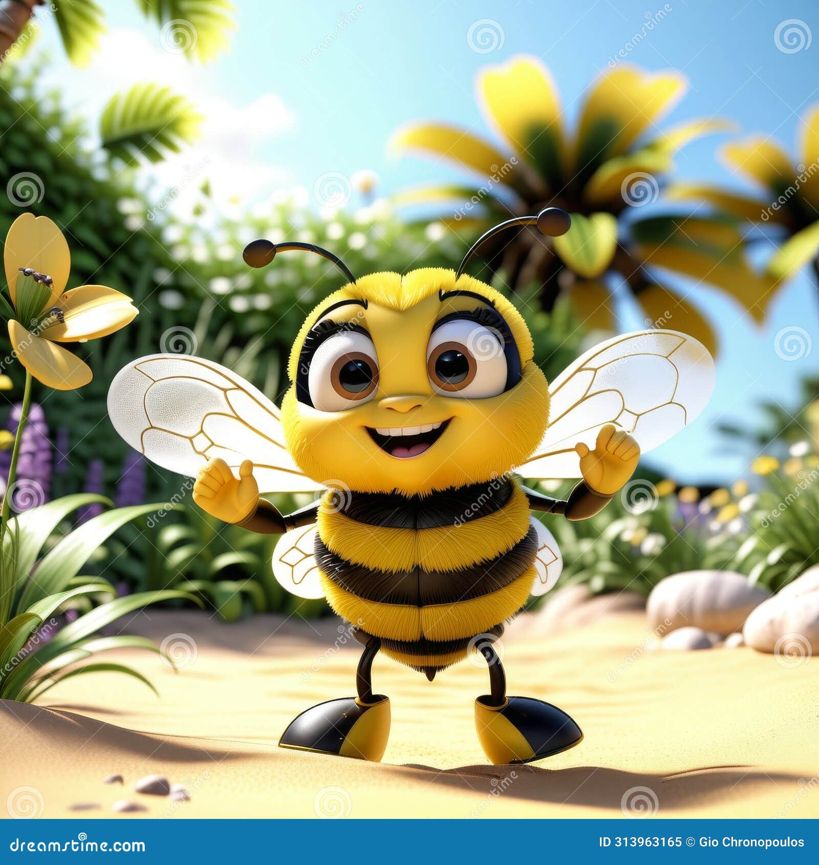Beeple 01 - Pixar Style Bee Character Stock Illustration - Illustration ...