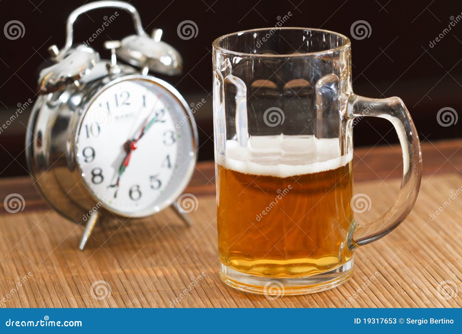 Beer and alarm clock stock image. Image of time, timepiece - 19317653