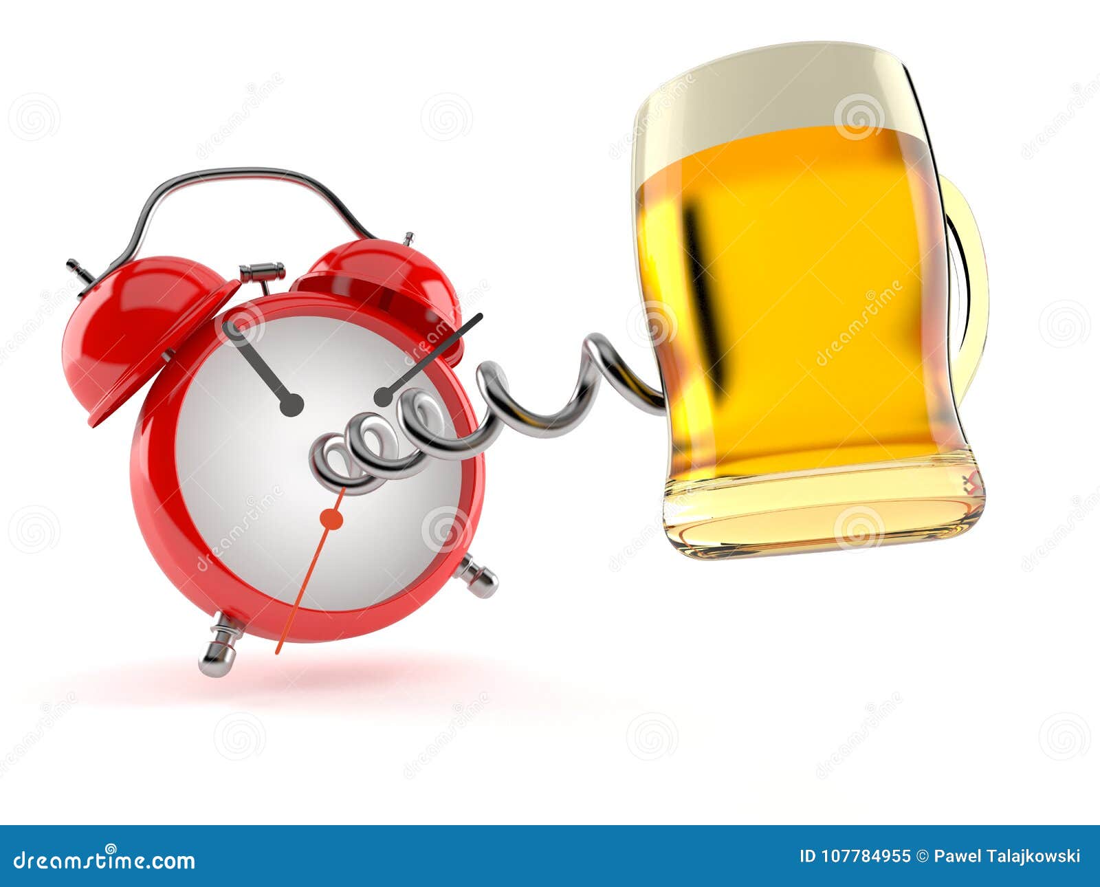 Beer with alarm clock stock illustration. Illustration of isolated ...