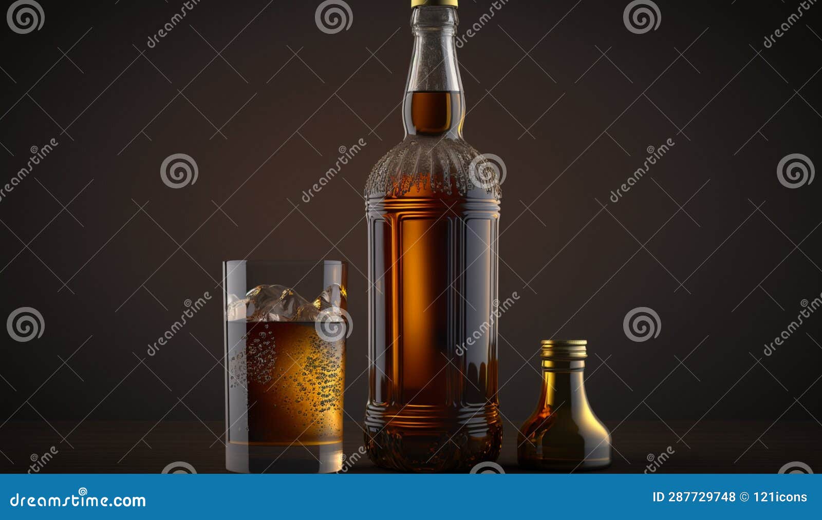 Beer Alcohol Drink Bottle With Glass Generative Ai Stock Illustration
