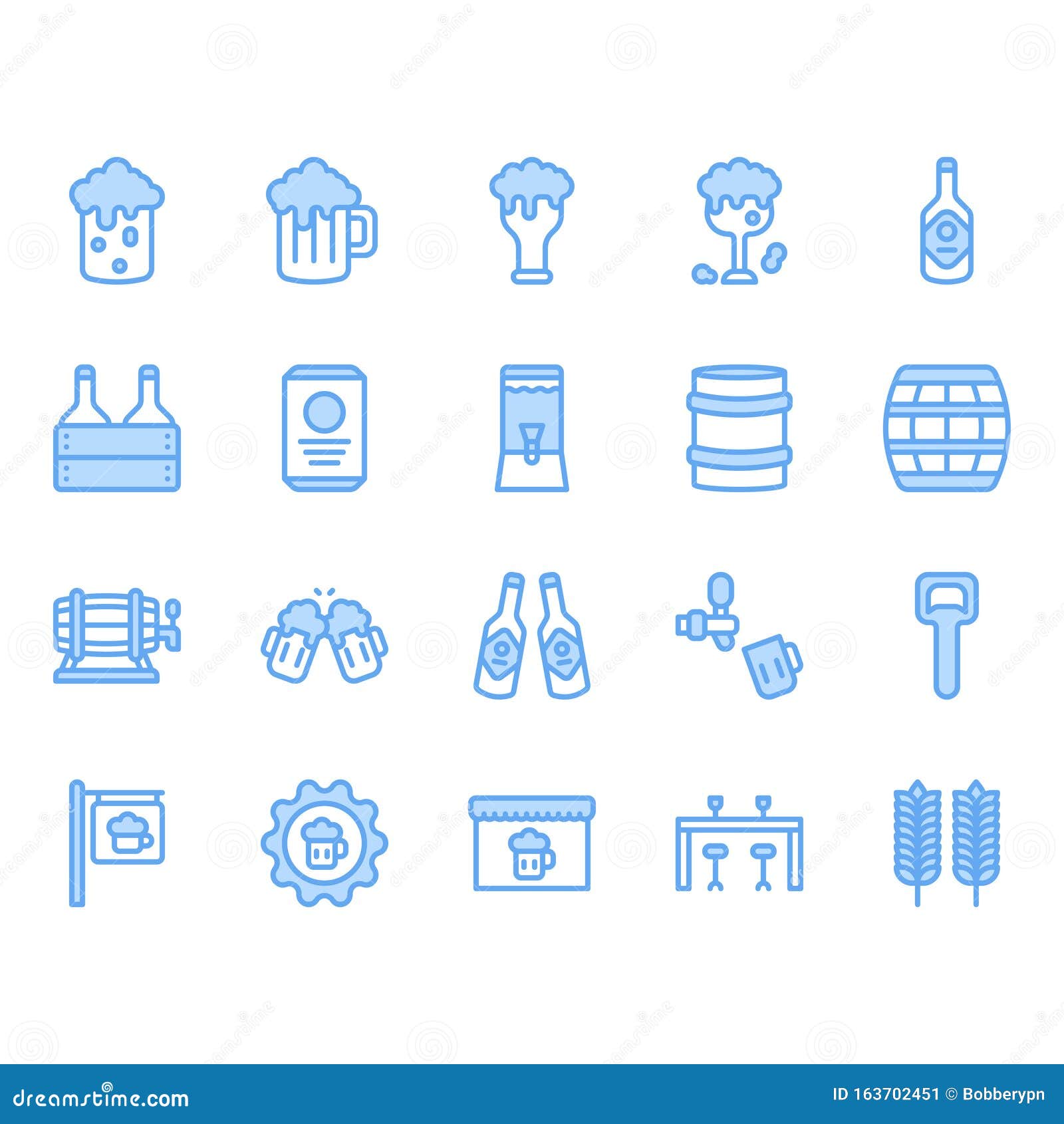 Beer and Alcohol Related Icon and Symbol Set Stock Vector ...