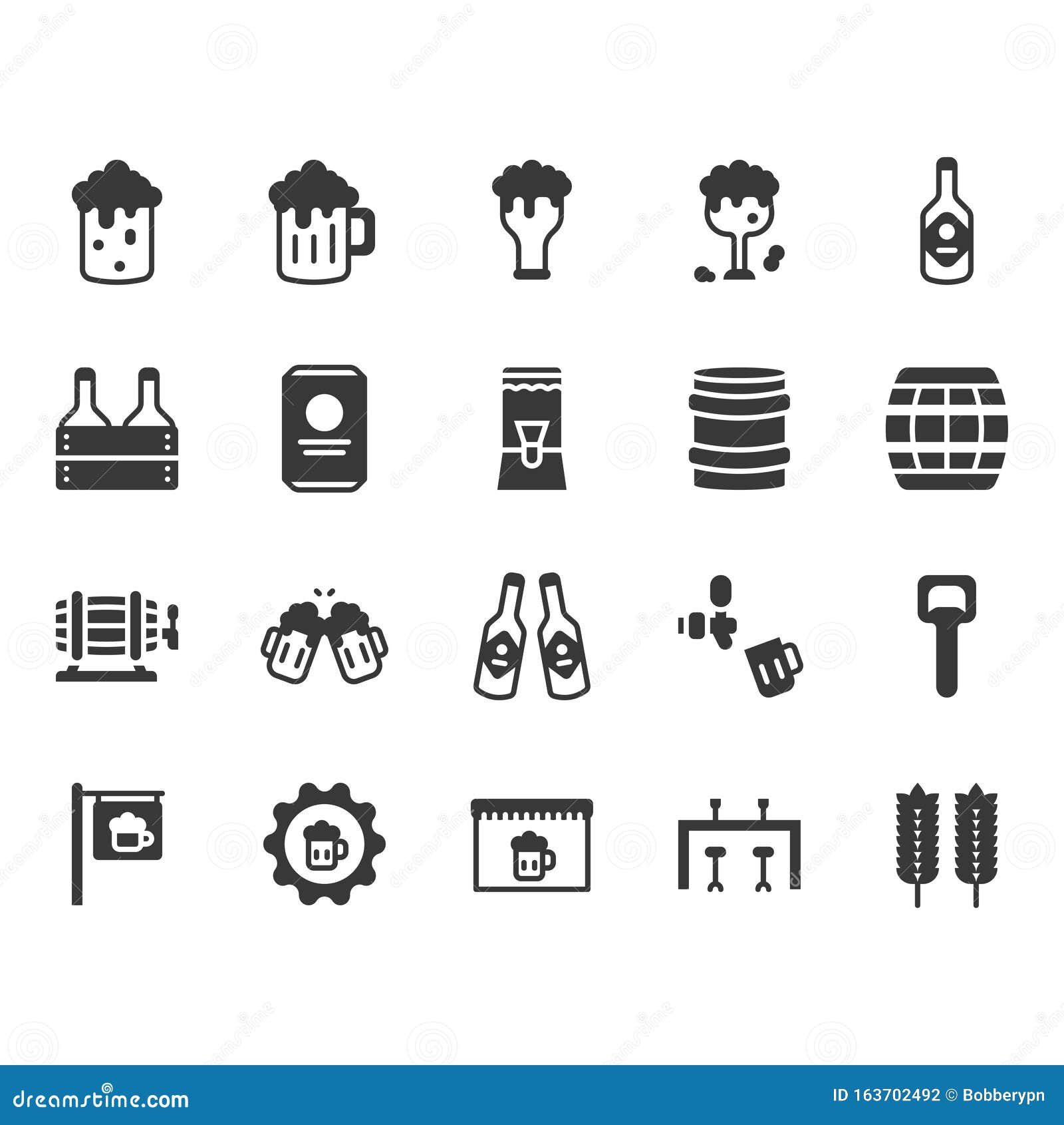 Beer and Alcohol Related Icon and Symbol Set Stock Vector ...