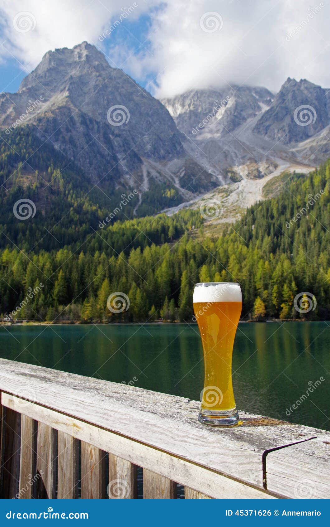 Beer in Alpine scenery stock photo. Image of little, large - 45371626