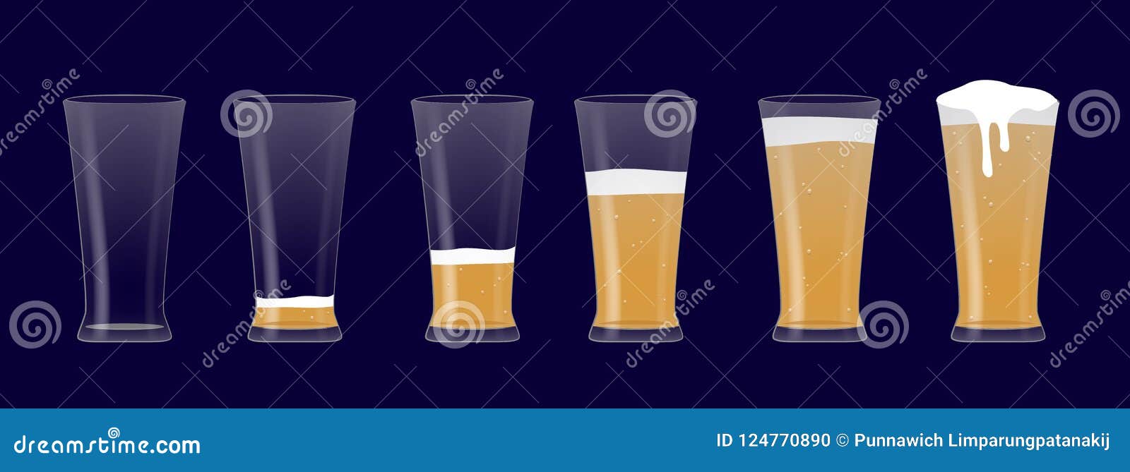 Beer Elegant Glass Animation Vector Illustration Stock Vector ...