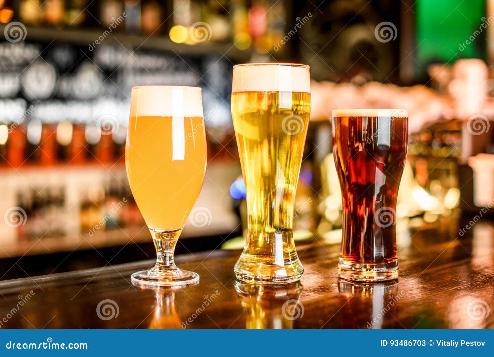 The beer assortment in pub stock image. Image of brew - 93486703