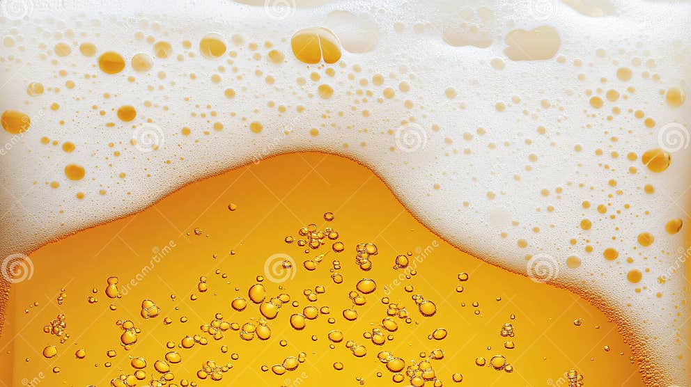 Beer Background. Vector Fresh Beer Froth with Foam Bubbles Texture ...