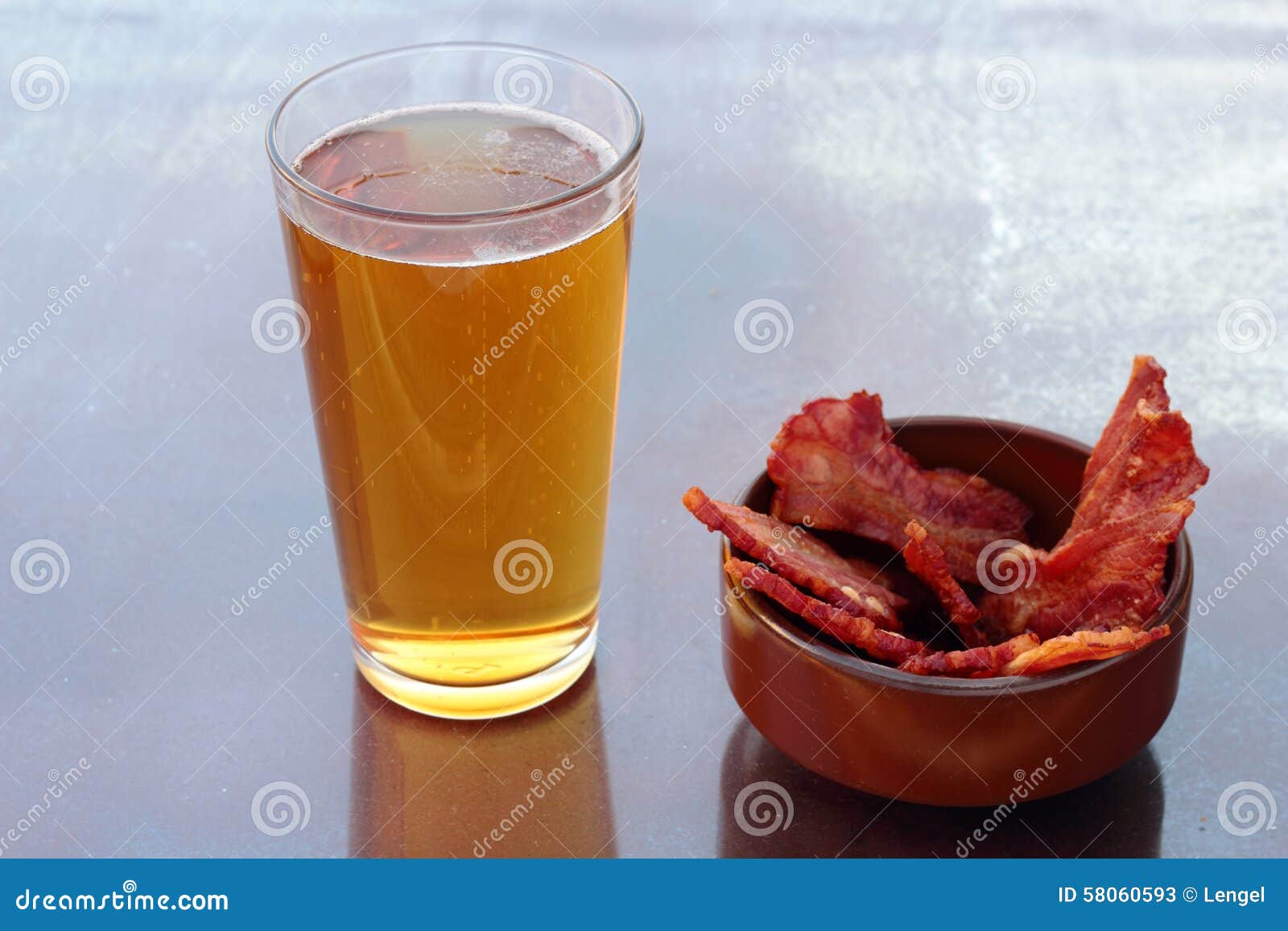 Beer and bacon. stock image. Image of bacon, starter - 58060593