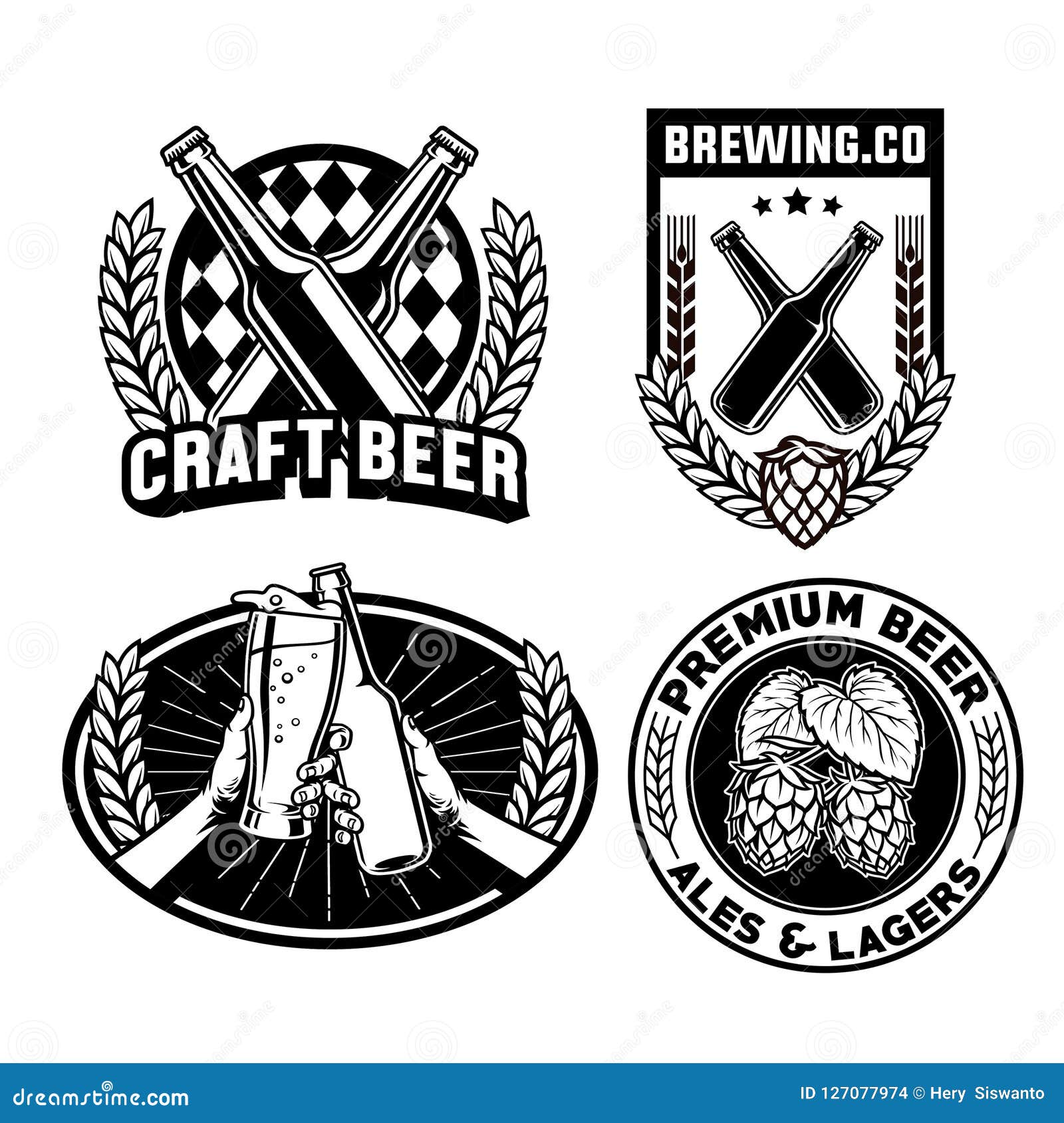 Beer Badges. Beers Pub, Lager Bottle And Hipster Craft Beer Badge ...