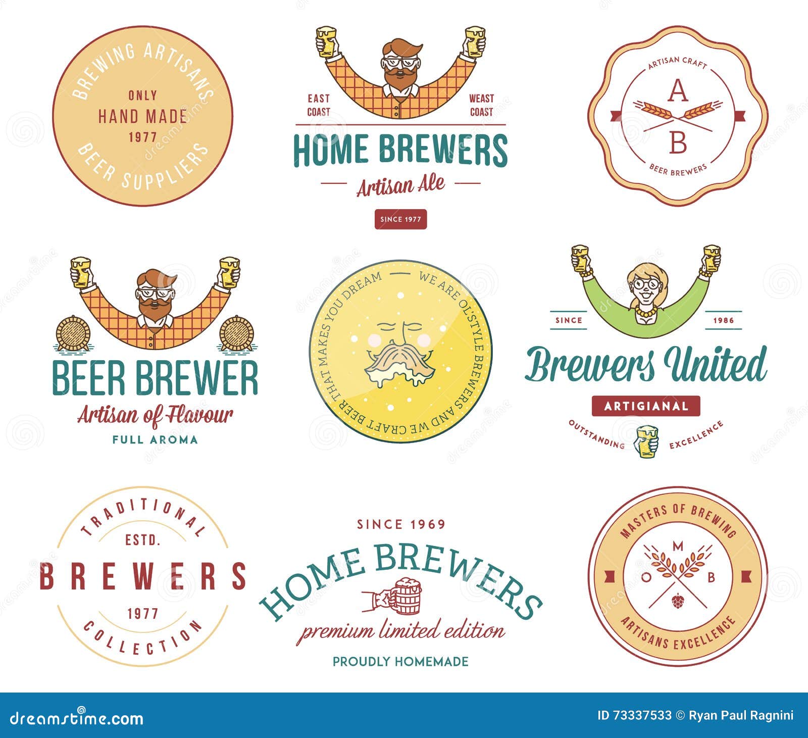 Beer Badges and Labels Colored Stock Illustration - Illustration of ...
