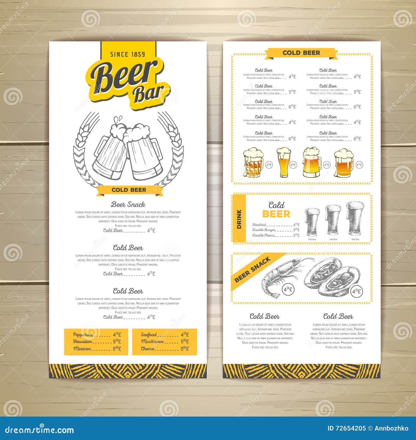 Beer bar menu design. stock vector. Illustration of premium - 72654205
