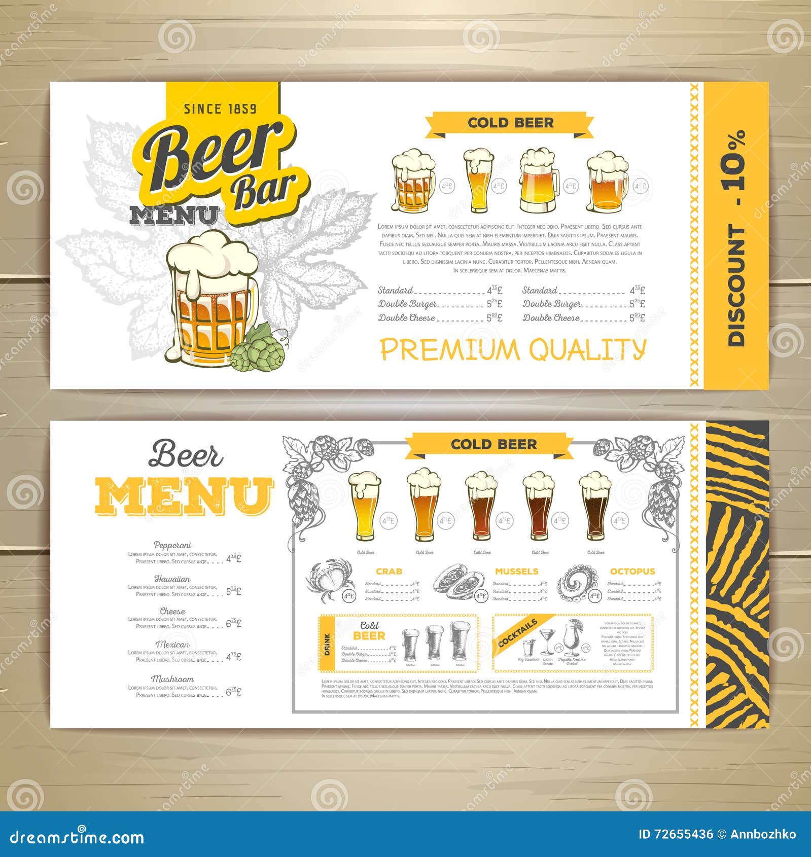 Beer bar menu design. stock vector. Illustration of corporate - 72655436