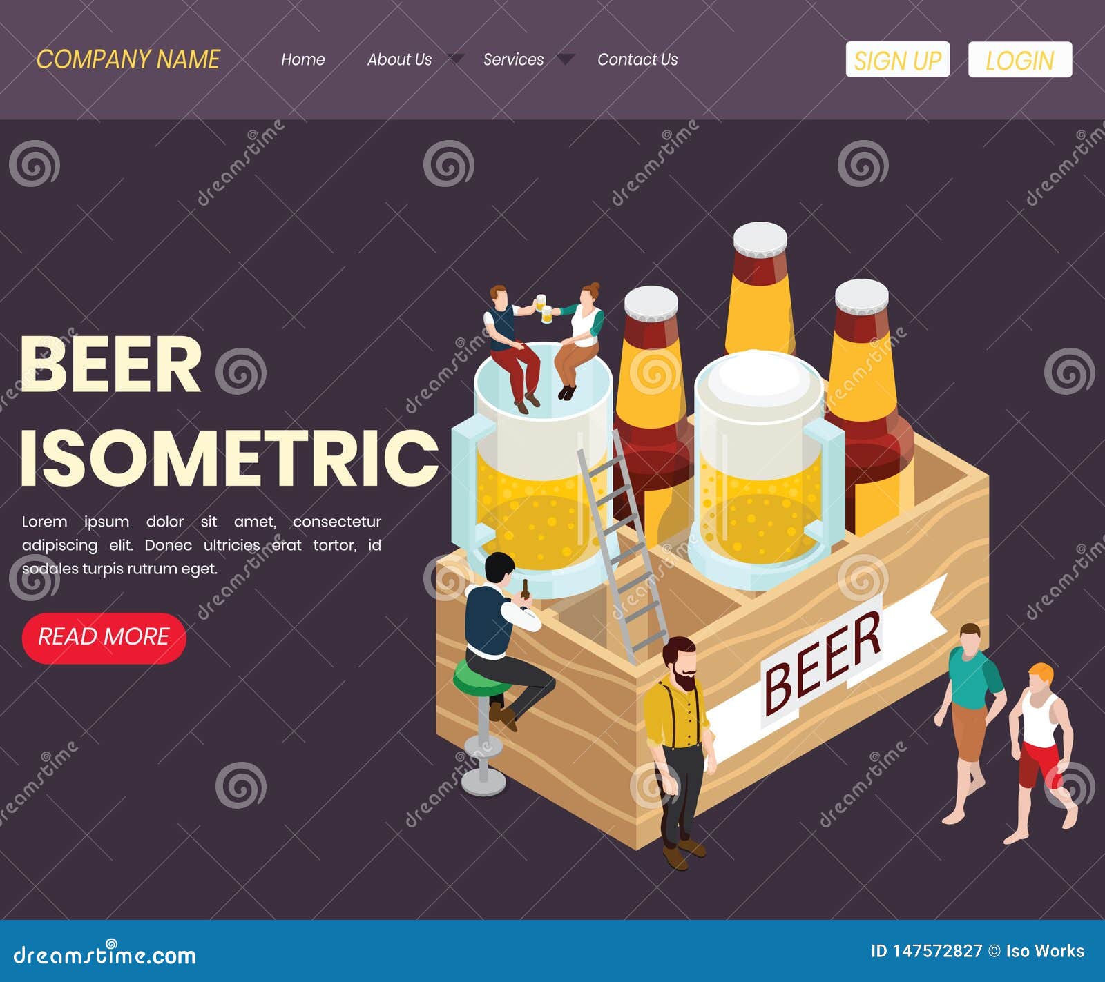 Beer Bar & Restaurant Isometric Artwork Concept Stock Illustration ...