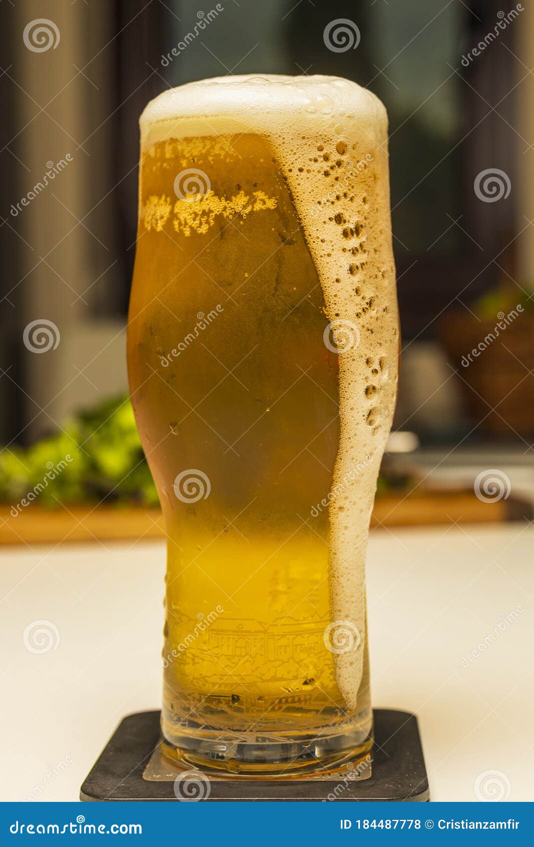 Beer on bar table stock photo. Image of refreshment - 184487778