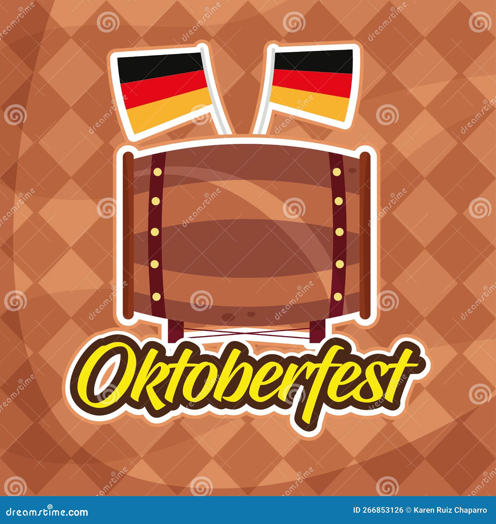 Beer Barrel with a Pair of Flags of Germany Oktoberfest Vector Stock ...