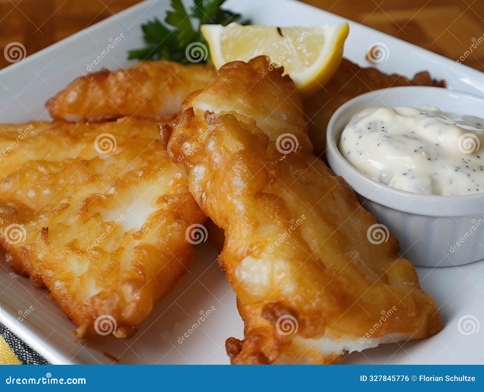 Beer-battered Fish with Tartar Sauce Stock Illustration - Illustration ...