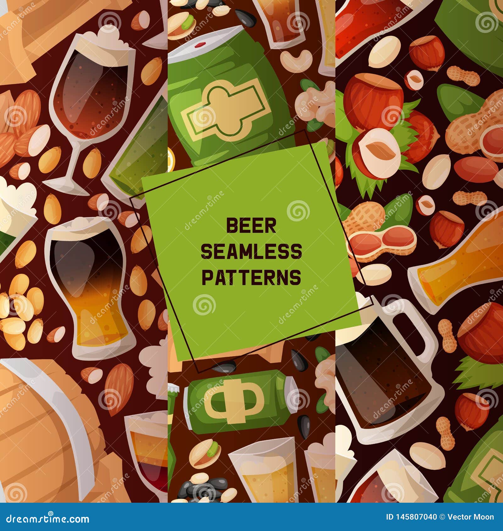 Beer in Beerhouse Brewery Vector Seamless Pattern Beermug Beerbottle ...