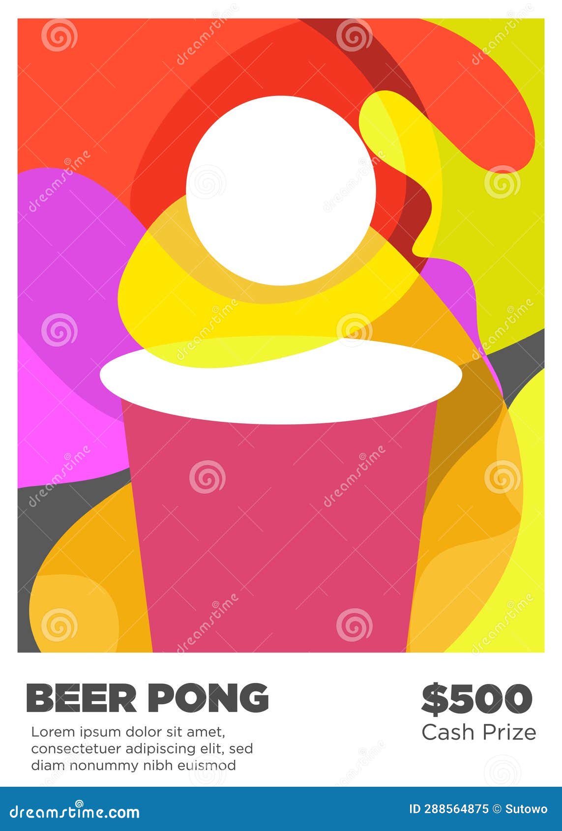 Abstract Style Beer Pong Poster Template Vector Illustration Stock ...