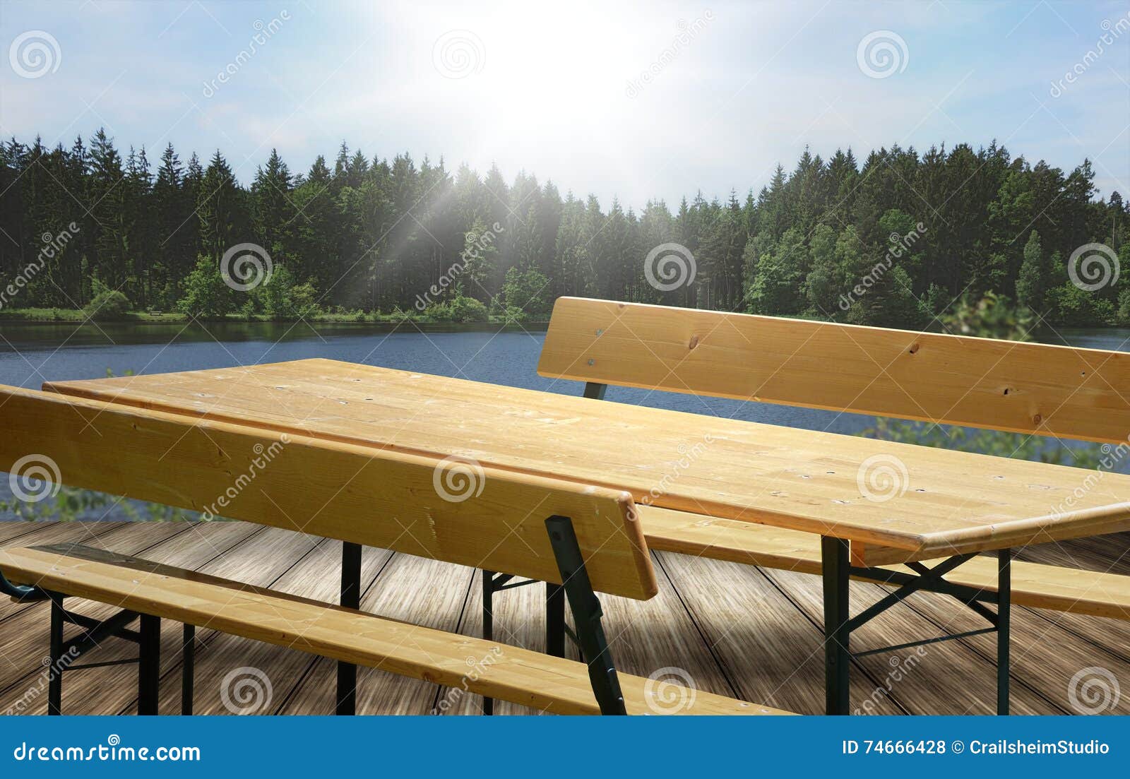 Beer Bench Set Table and Bench with Backrest Stock Photo - Image of ...