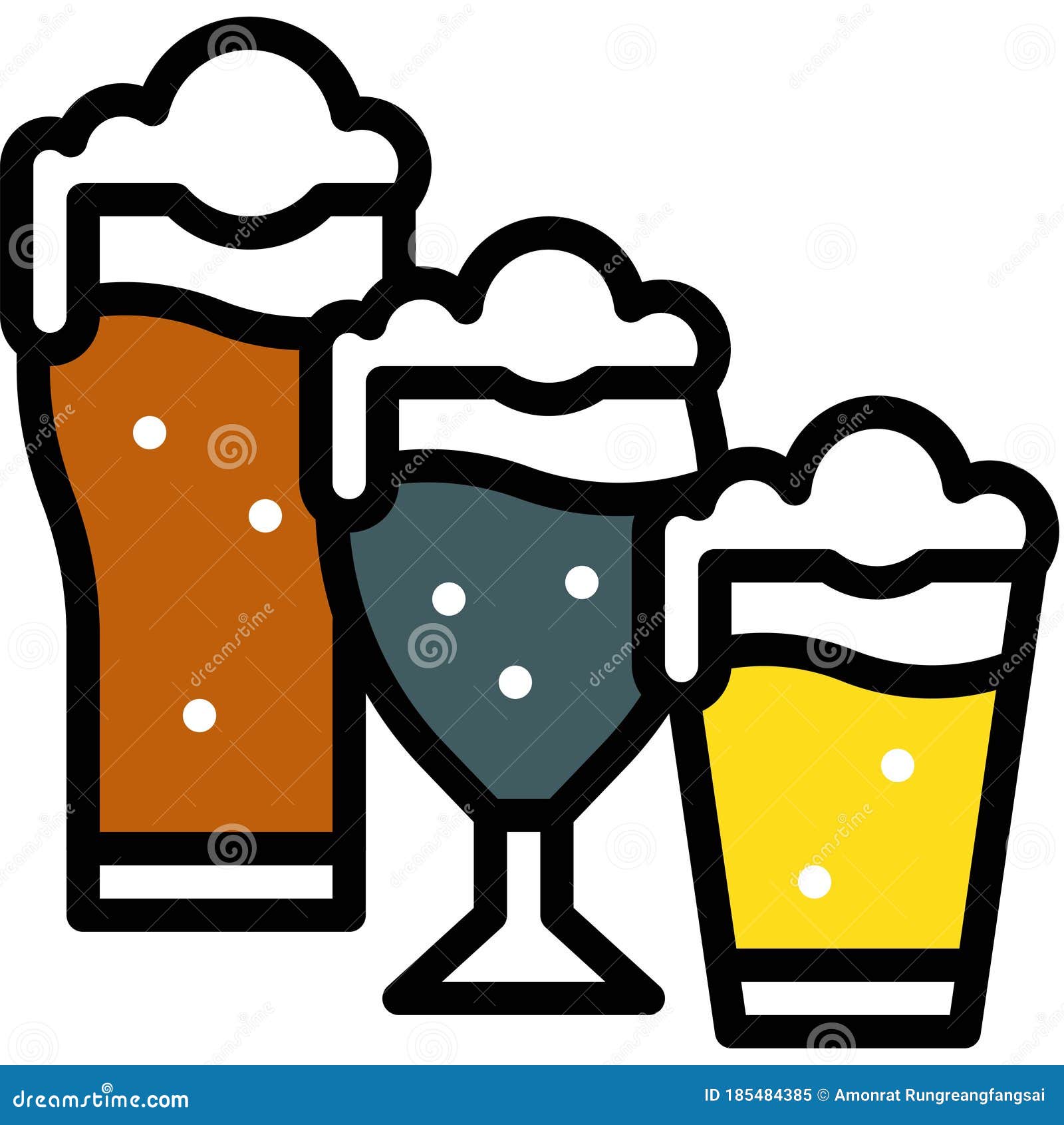 Beer Blackbeer and Root Beer Icon, Beverage Filled Vector Stock Vector ...