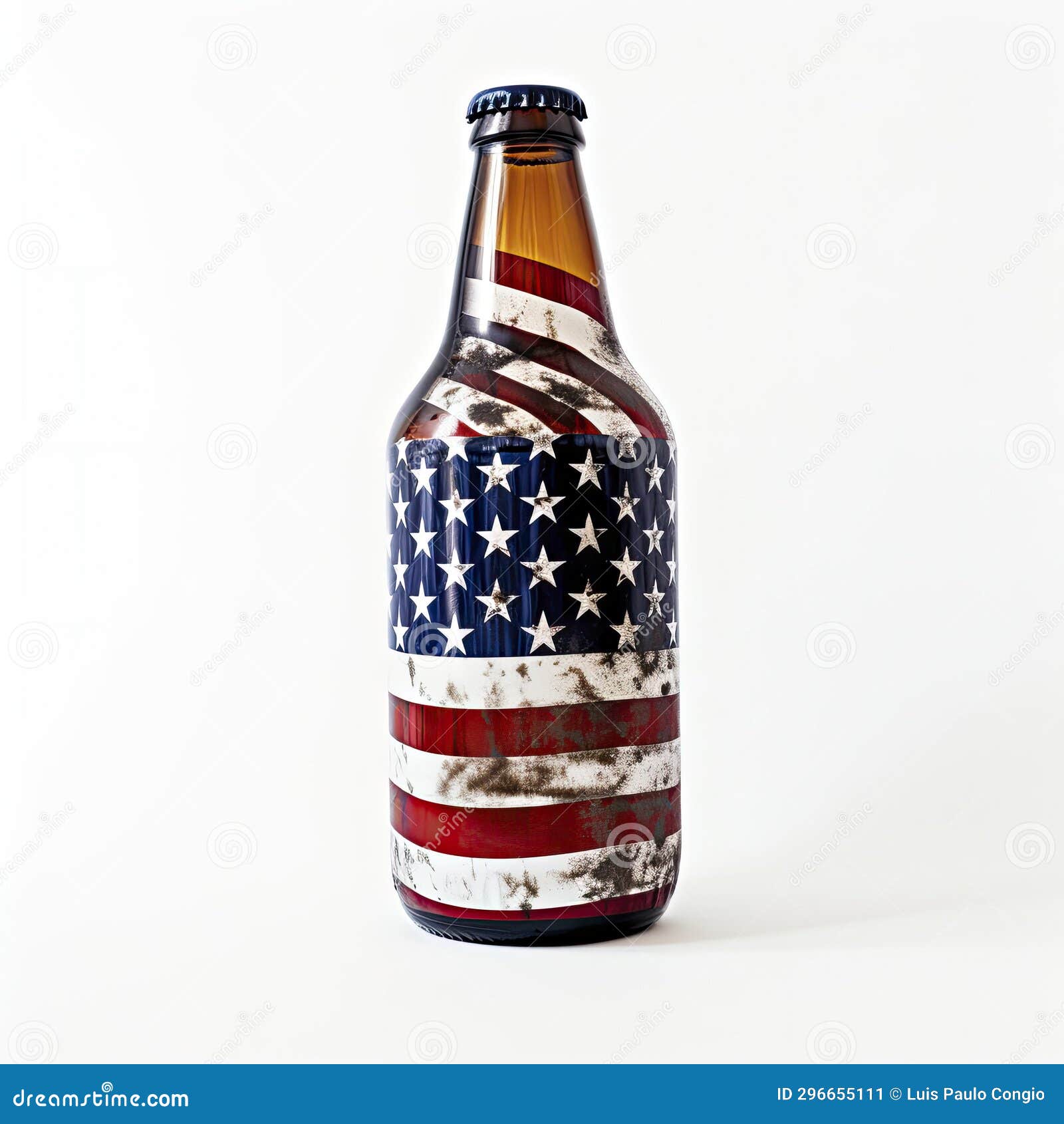 A Patriotic Beer Bottle with an American Flag Design Stock Image ...