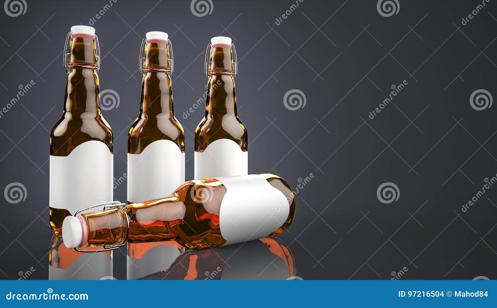 Beer Bottle with Blank Label Side by Side. Stock Photo - Image of light ...