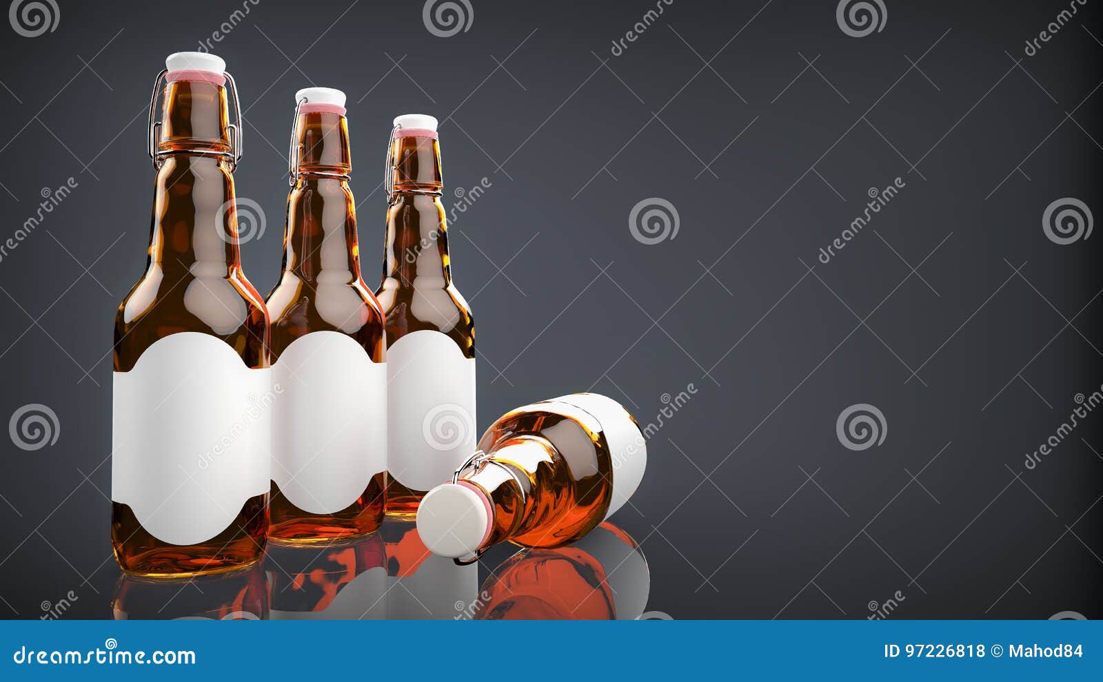 Beer Bottle with Blank Label Side by Side. Stock Illustration ...