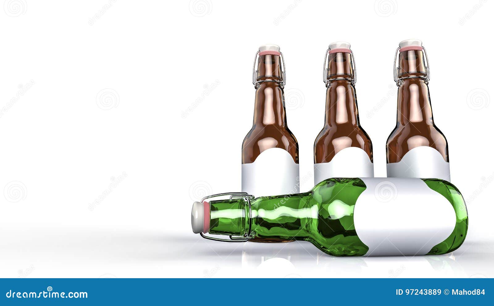 Beer Bottle with Blank Label Side by Side. Stock Illustration ...