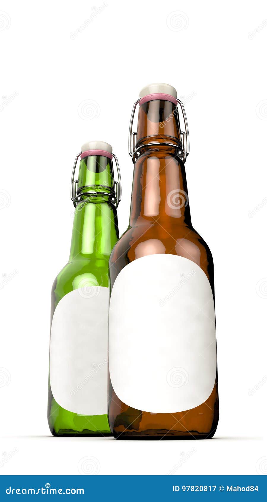 Beer Bottle with Blank Label Side by Side. Stock Image - Image of blank ...