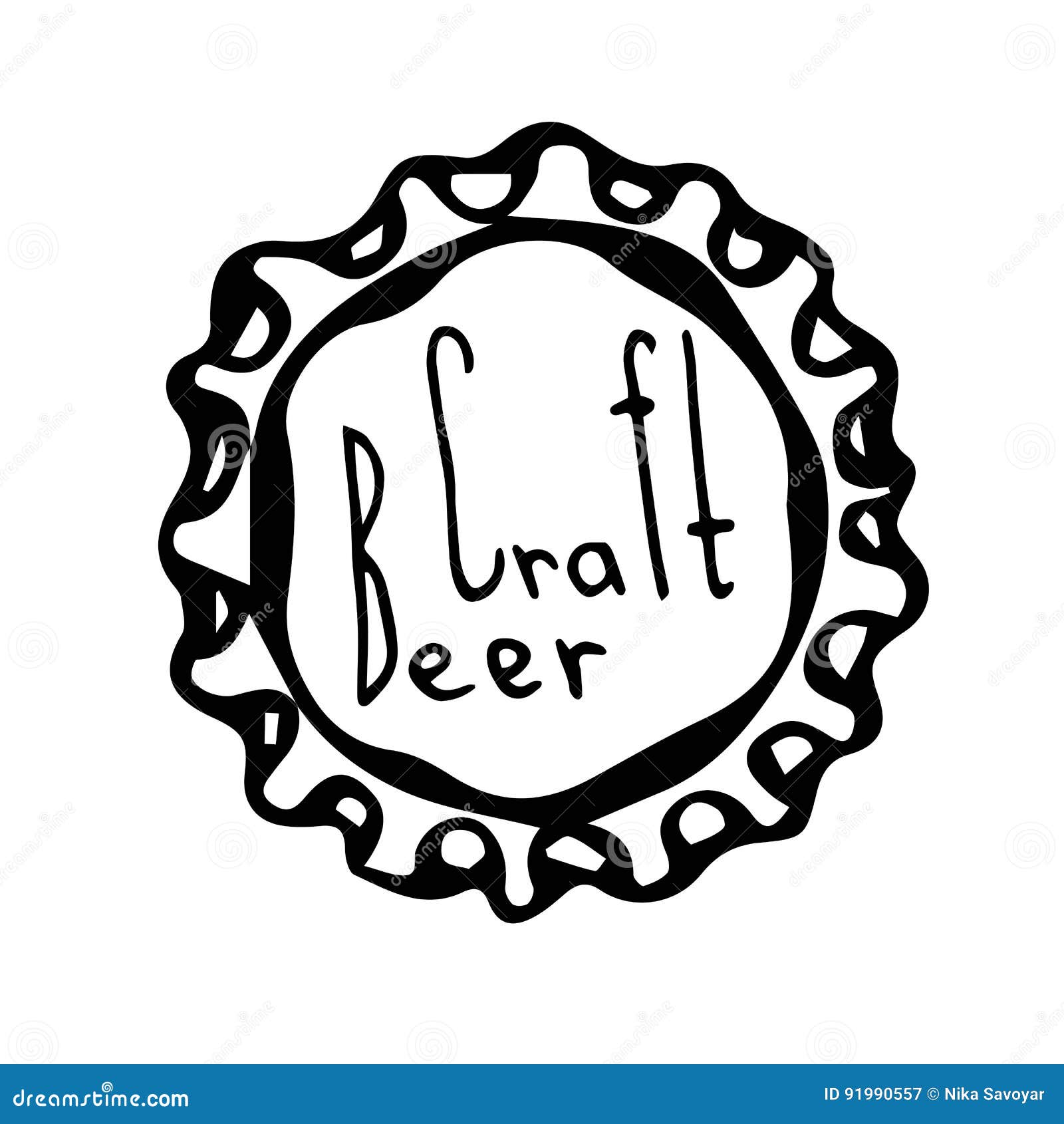 Beer Bottle Cap. Doodle Style Sketch. Vector Stock Illustration ...