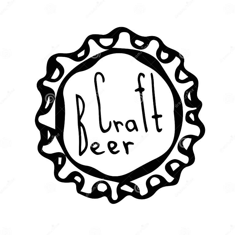 Beer Bottle Cap. Doodle Style Sketch. Vector Stock Illustration ...