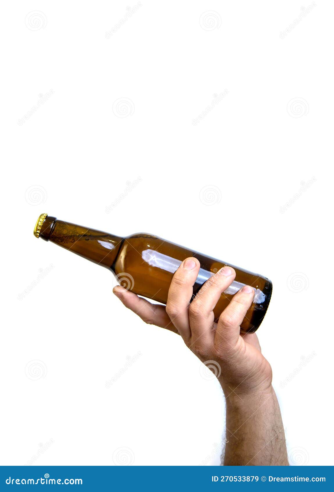 Beer Bottle in Hand Isolated on White. Stock Image - Image of isolated ...