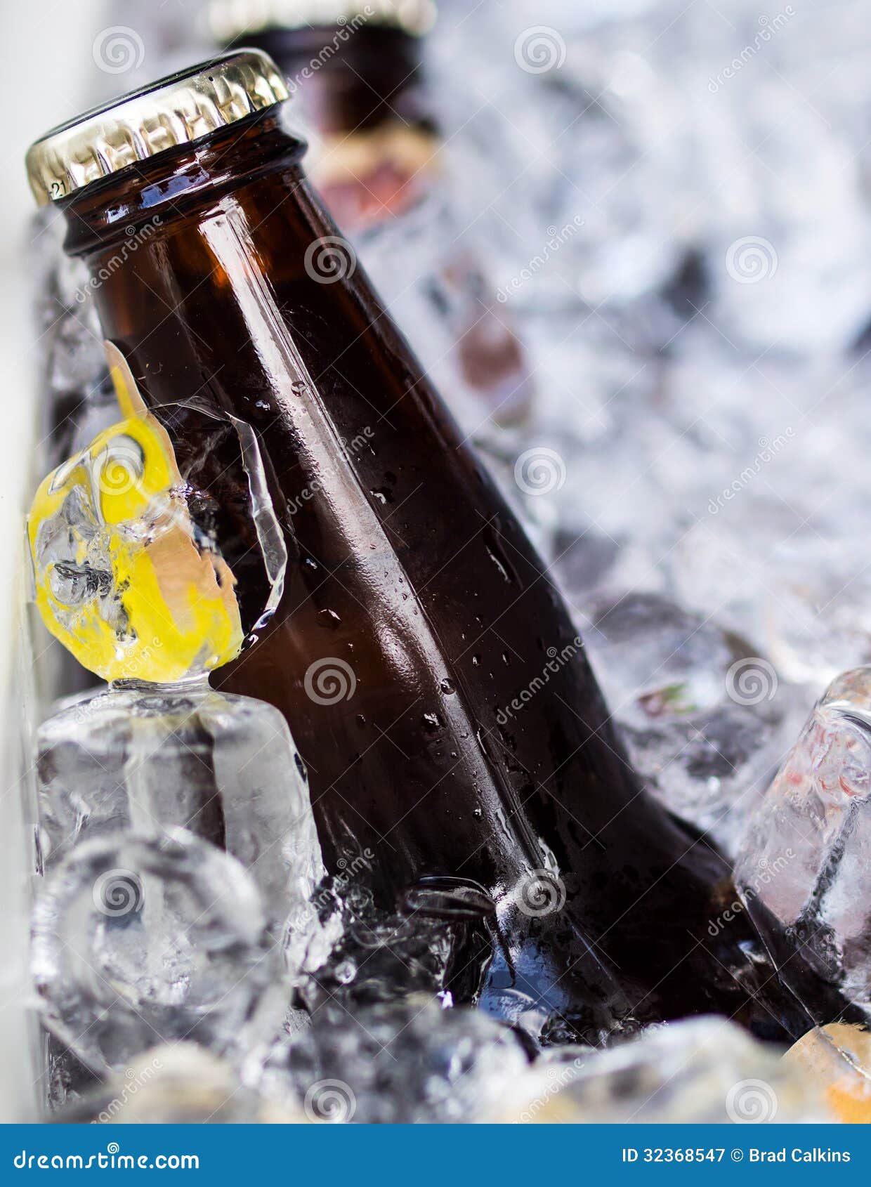 Beer bottle on ice stock image. Image of alcohol, cool - 32368547