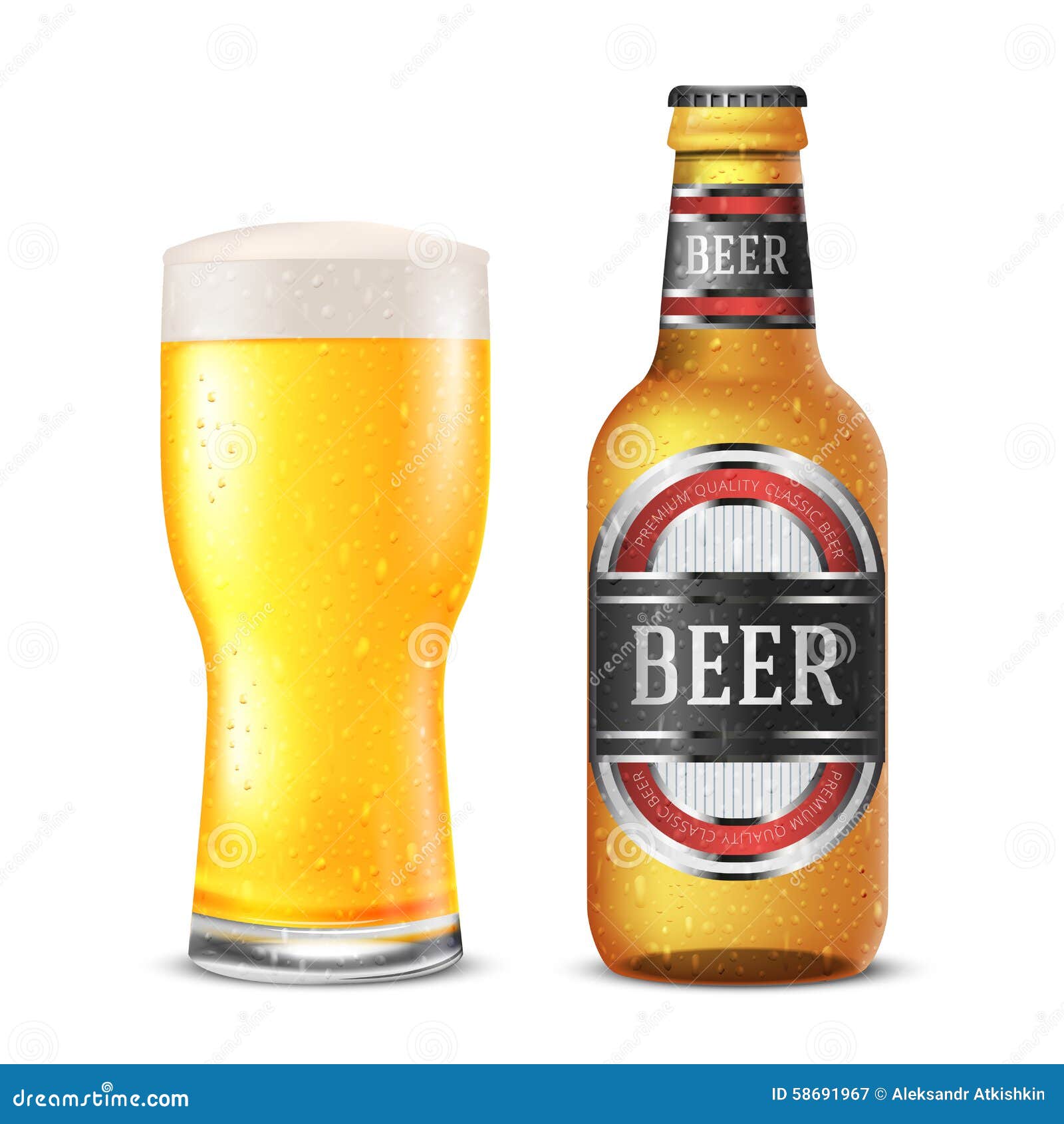 Beer Bottle Mockup Set, Vector Realistic Illustration | CartoonDealer ...