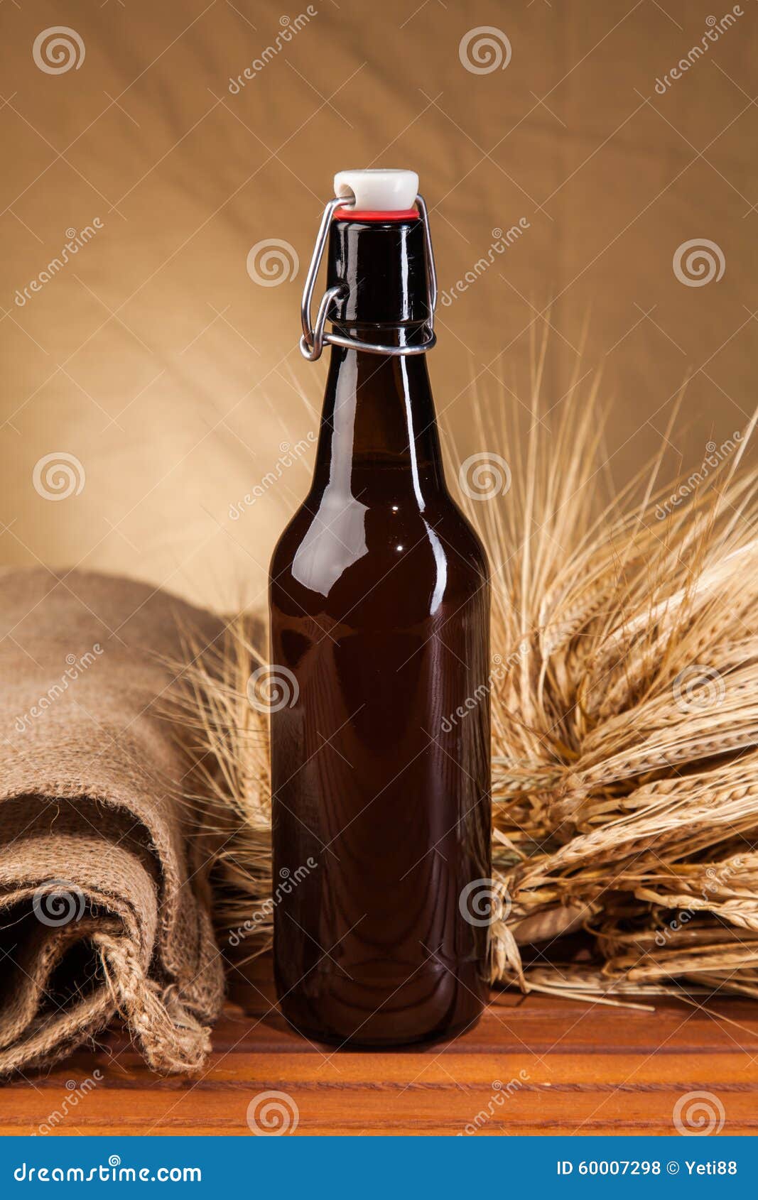 Beer Bottle and Spikes of Barley Stock Photo - Image of brewed, gold ...