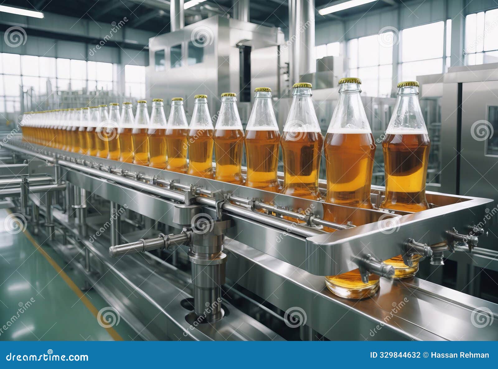 Beer Bottles on the Assembly Line in a Modern Brewery Stock ...