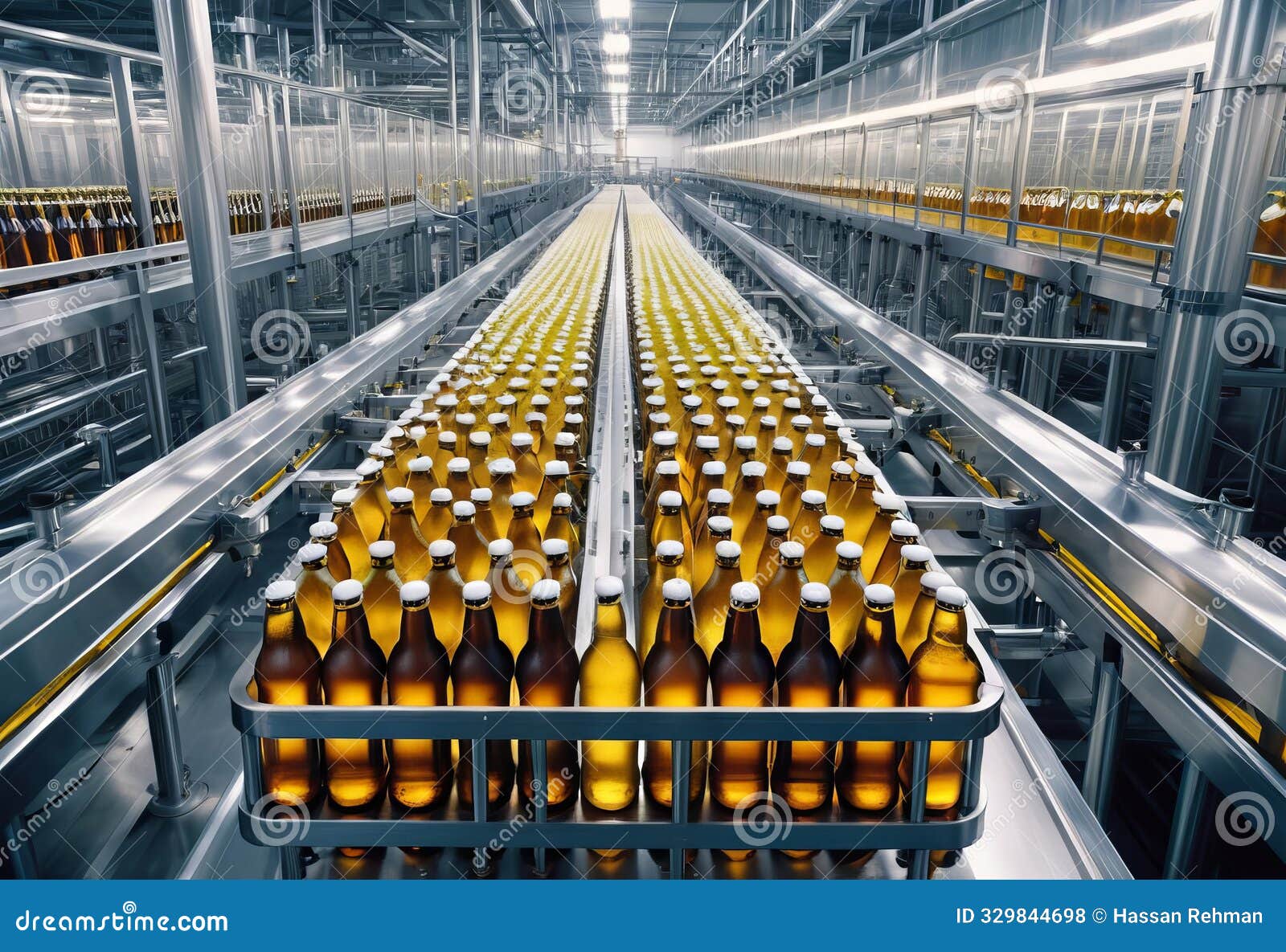 Beer Bottles on the Assembly Line in a Modern Brewery Stock ...
