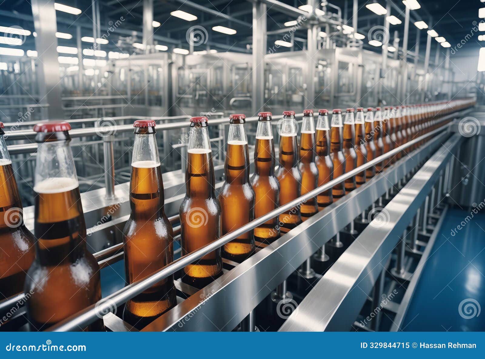 Beer Bottles on the Assembly Line in a Modern Brewery Stock ...