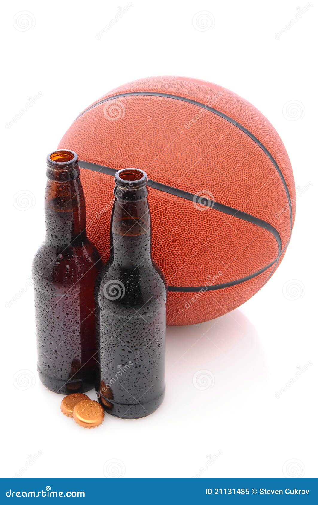 Beer Bottles with Basketball Stock Image - Image of cold, basketball ...